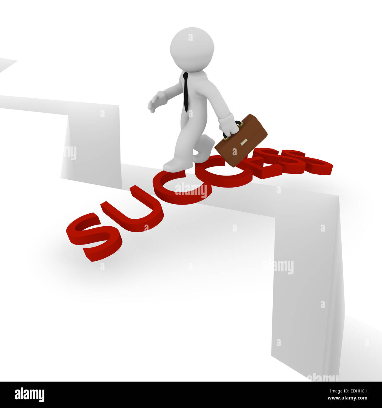 3d business man on a bridge of success Stock Photo - Alamy