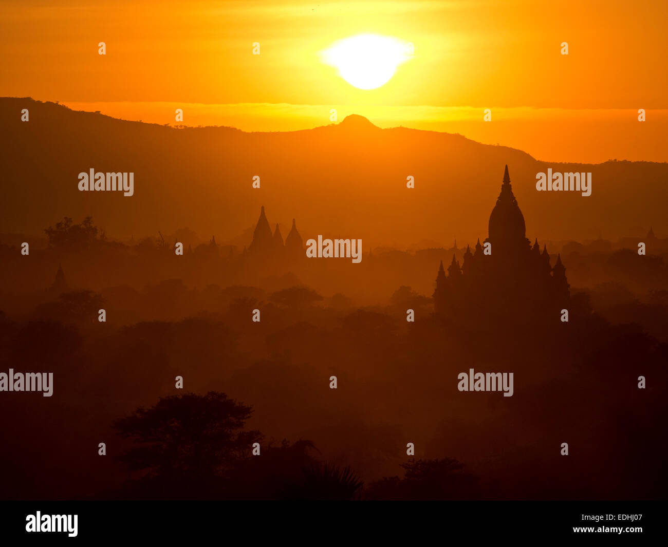 Sunset in the Buddhist temples of Bagan, Myanmar Stock Photo - Alamy