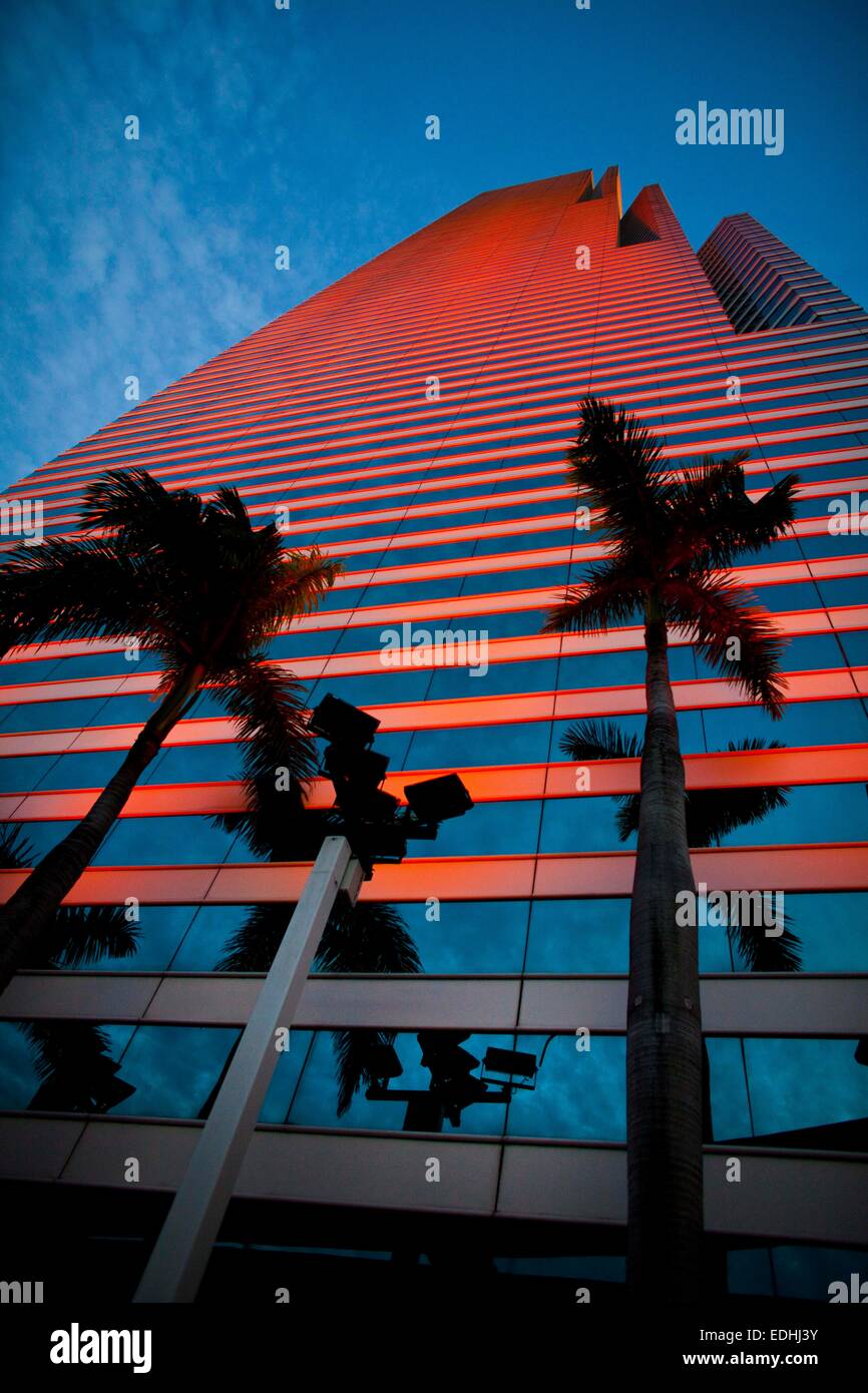 Miami, Florida, USA. 14th Jan, 2014. Colorful neon lights on downtown ...