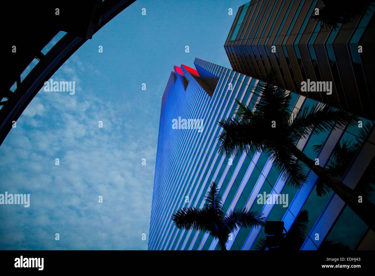 Miami, Florida, USA. 14th Jan, 2014. Colorful neon lights on downtown ...