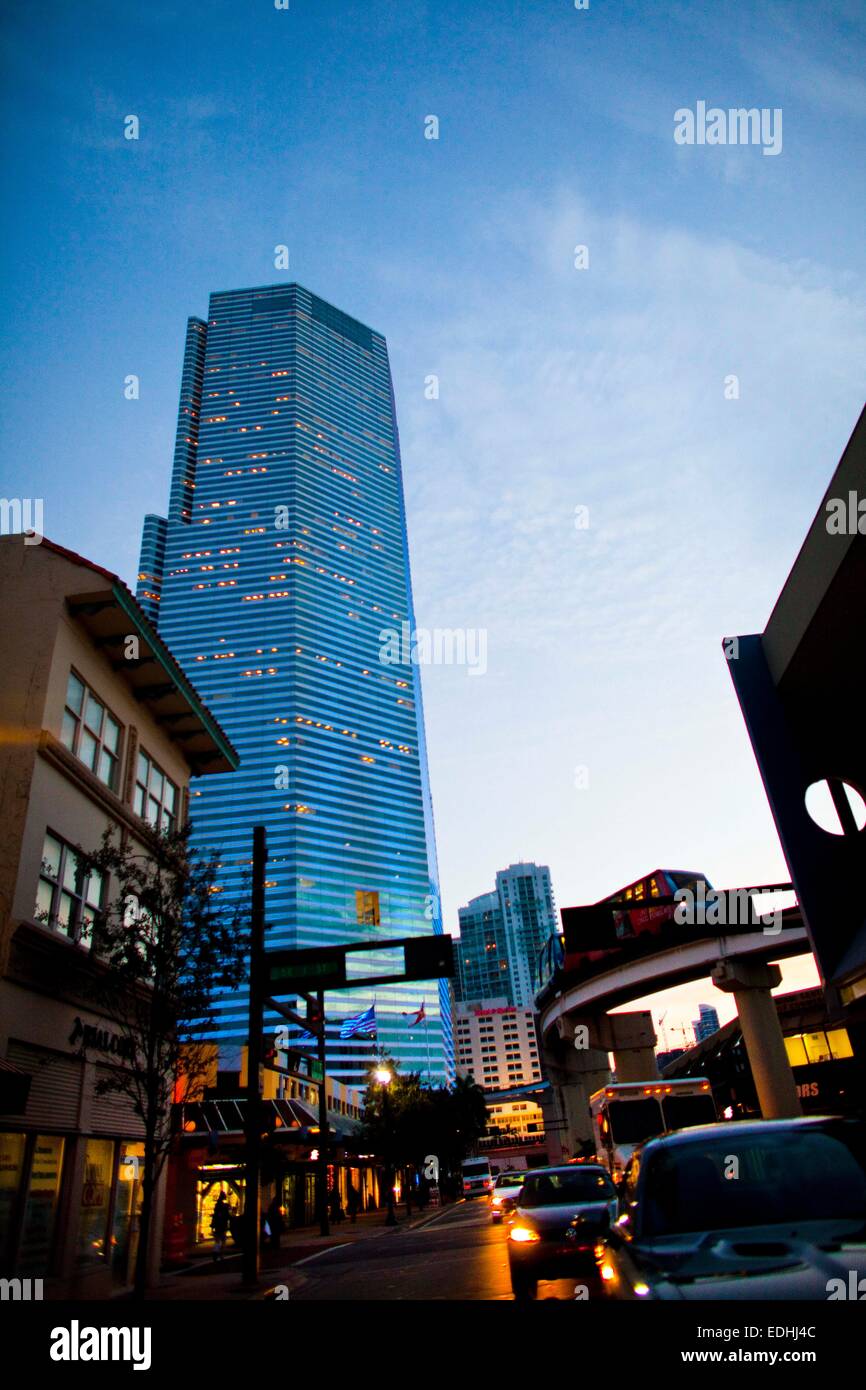 Miami, Florida, USA. 14th Jan, 2014. Colorful neon lights on downtown ...