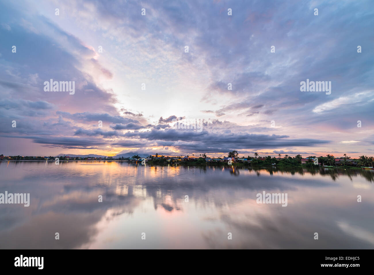 Colorful sunset on the Sarawak River from the Waterfront Promenade in ...