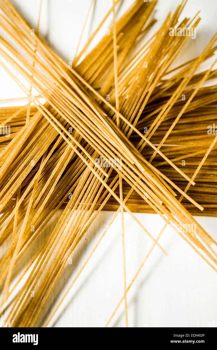 Whole grain pasta spaghetti. Top view Stock Photo - Alamy