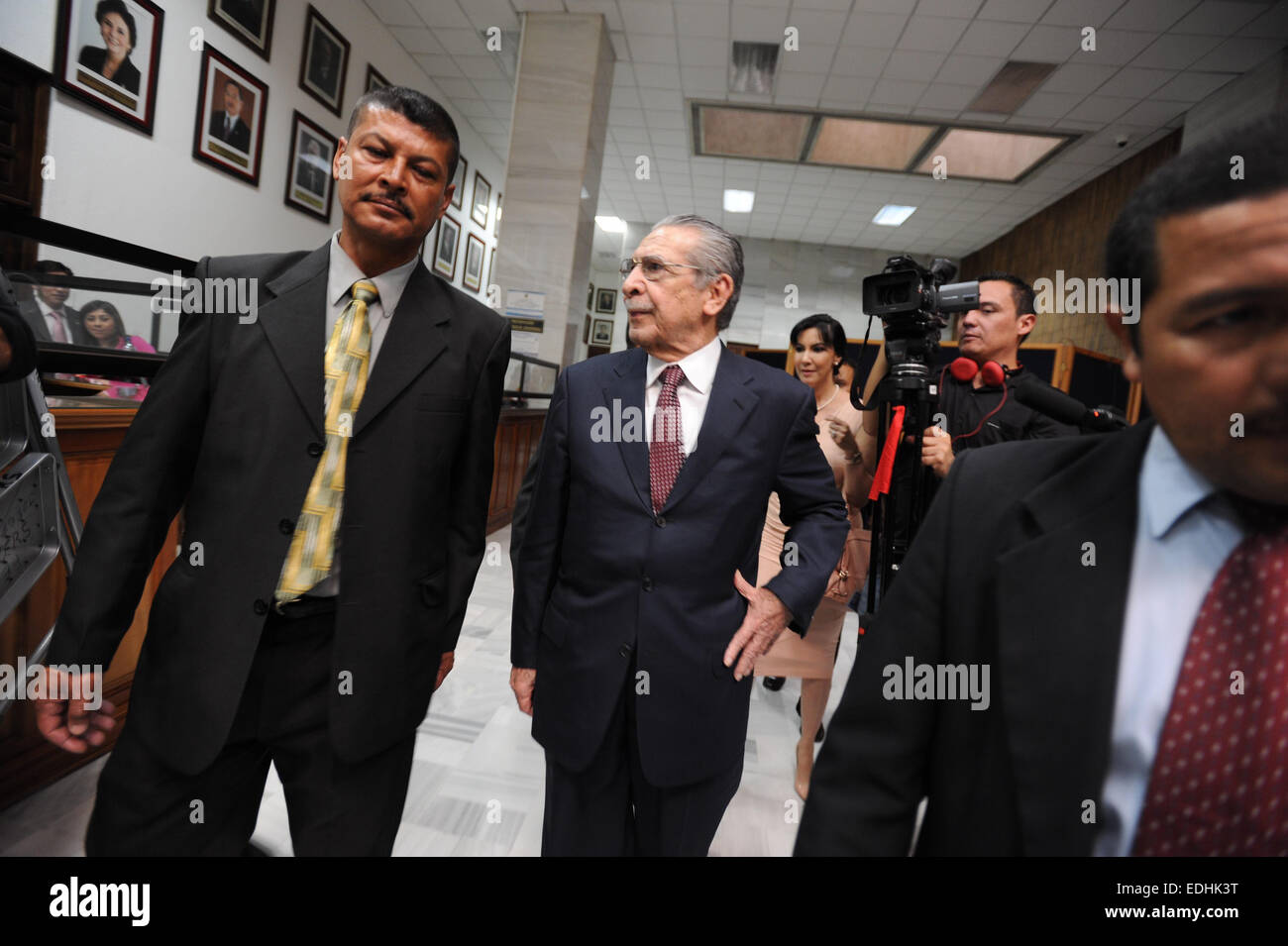 Former Guatemalan dictator, Efrain Rios Montt leaves the court in March ...