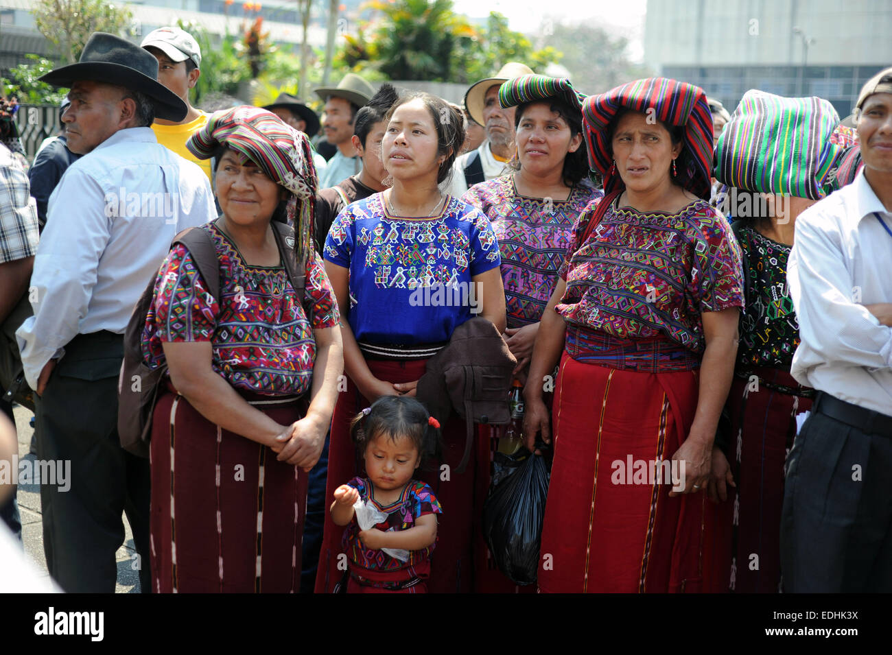 Maya Ixil people seen outside the court as ex-dictator Rios Montt ...