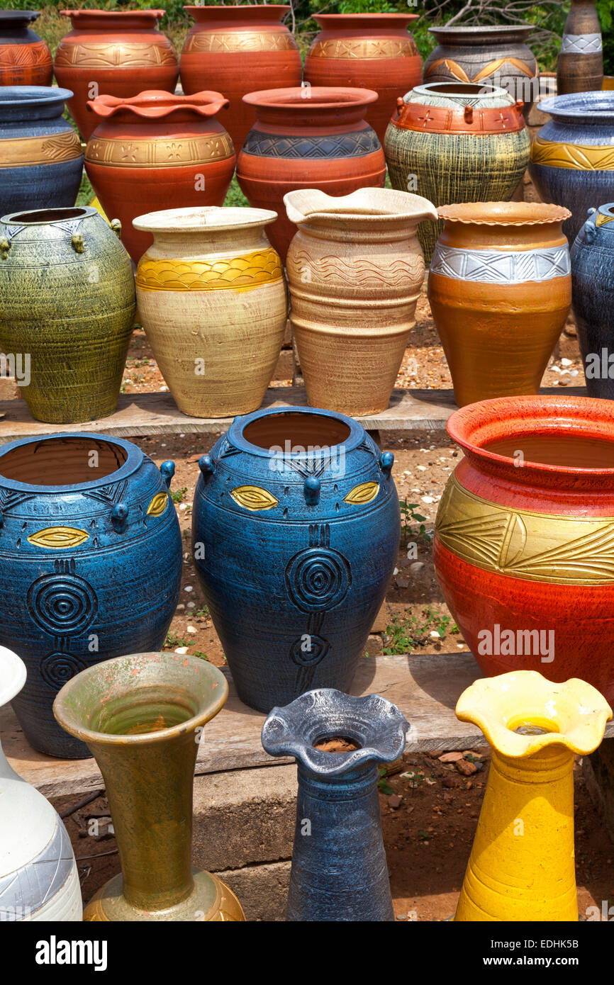 Roadside pottery and vase stall, Greater Accra, Ghana, Africa Stock ...
