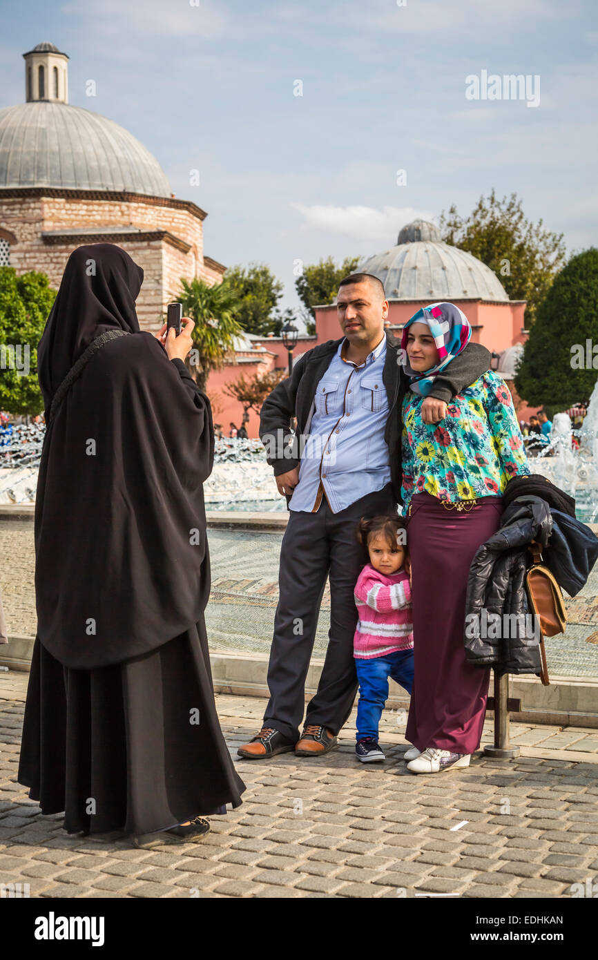 Muslim tourists at the Hagia Sophia Museum in Sultanahmet, Istanbul ...