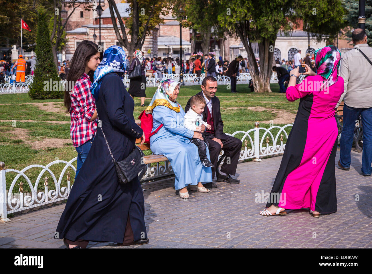 Muslim tourists at the Hagia Sophia Museum in Sultanahmet, Istanbul ...