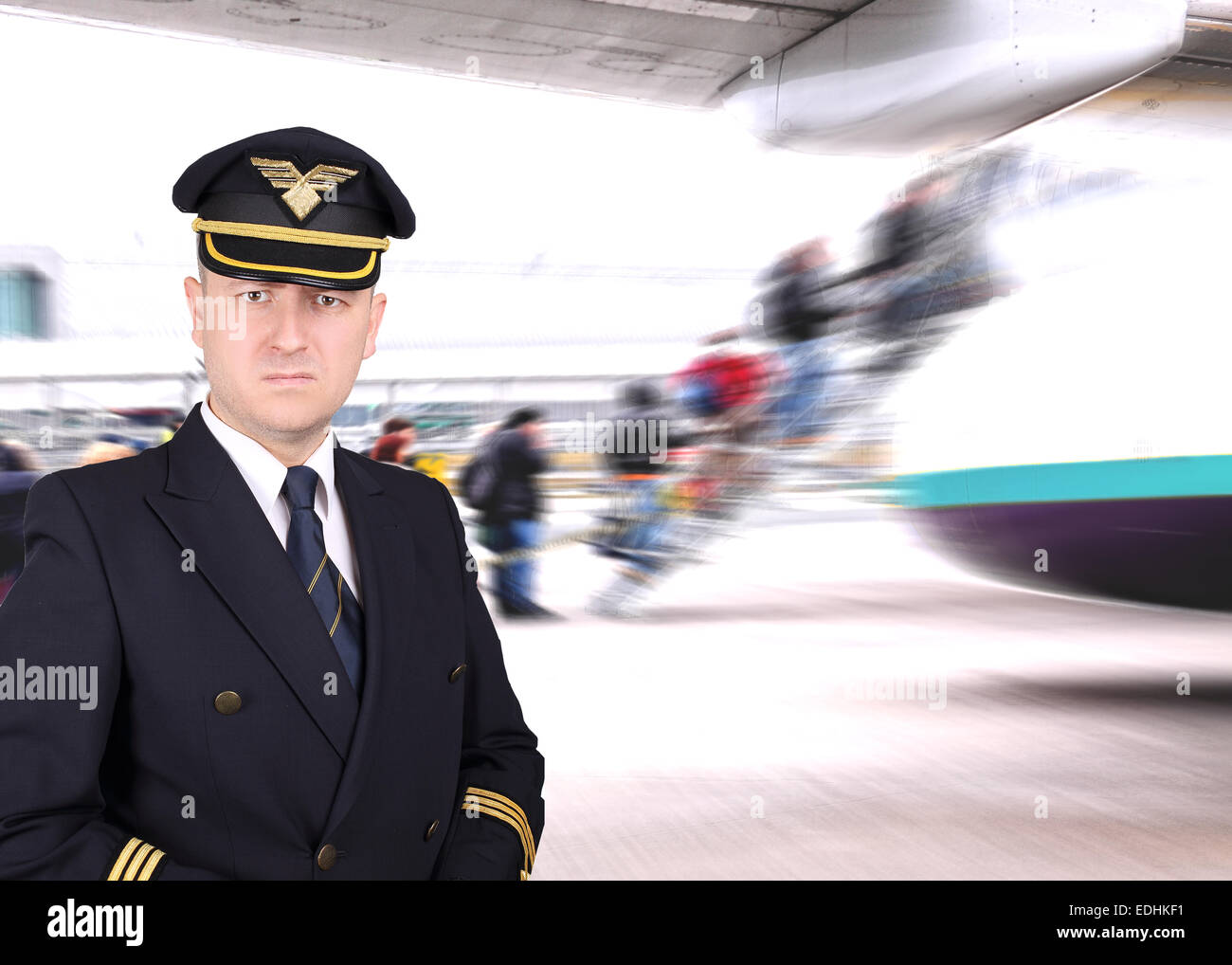 Upset pilot waiting for the departure at the airport Stock Photo - Alamy