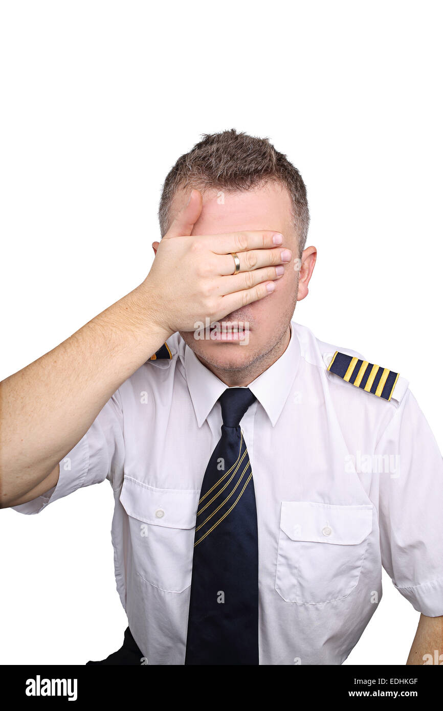 Pilot blinded on white background Stock Photo - Alamy