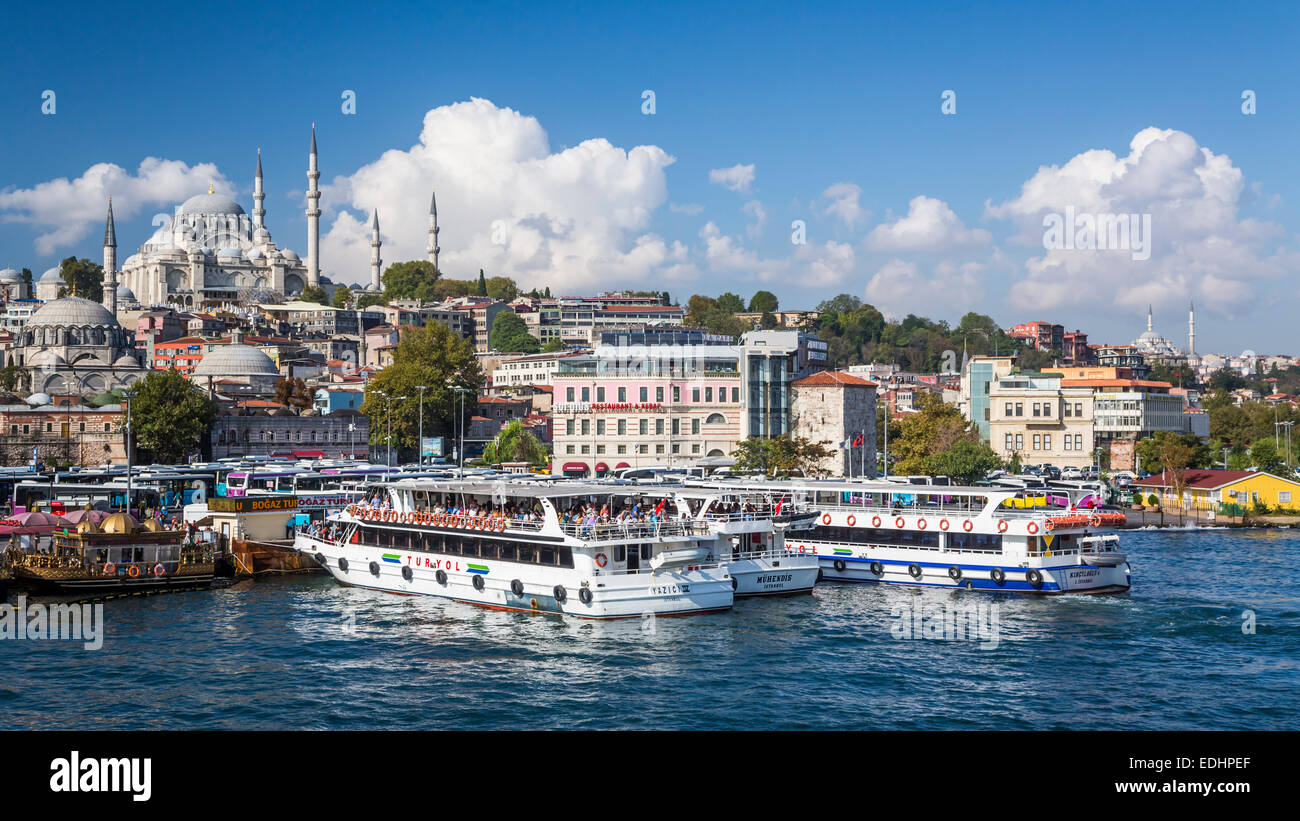 Passenger ferries and water taxis in the Golden Horn waterway in ...