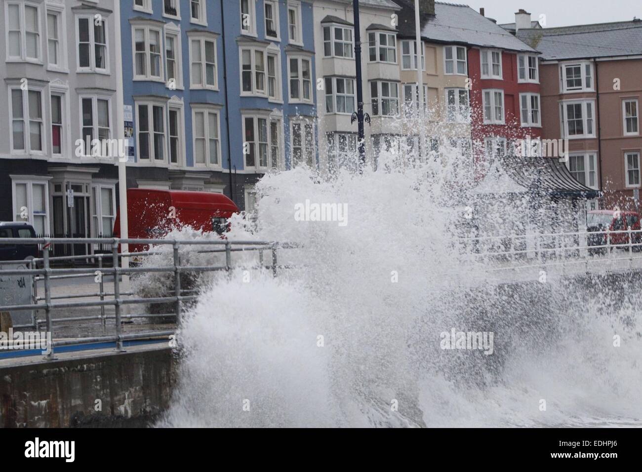Aberystwyth, Wales, UK. 07th Jan, 2015. UK weather, with strong winds ...