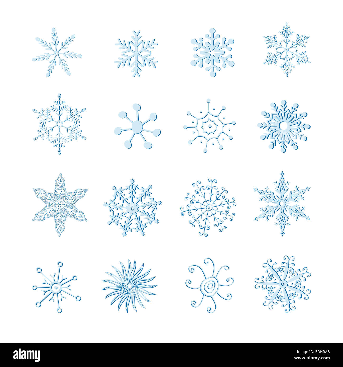 graphic set of different snowflakes on a white background Stock Photo ...