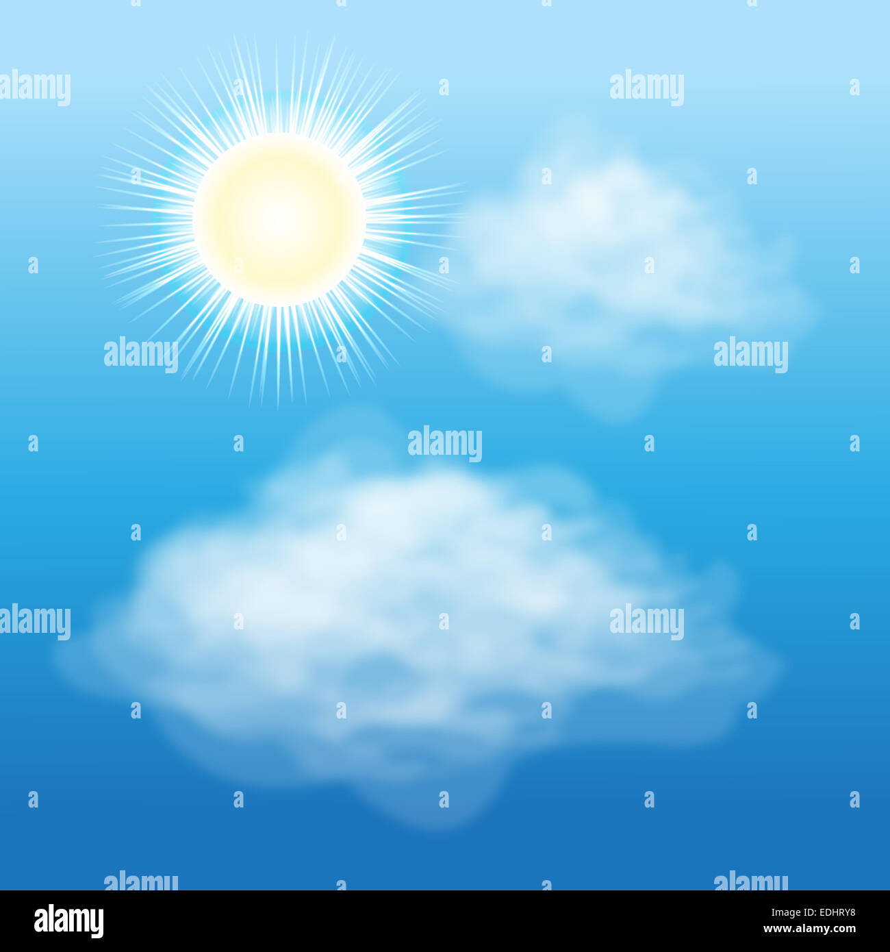 bright sun and gentle transparent clouds on blue background Stock Photo ...