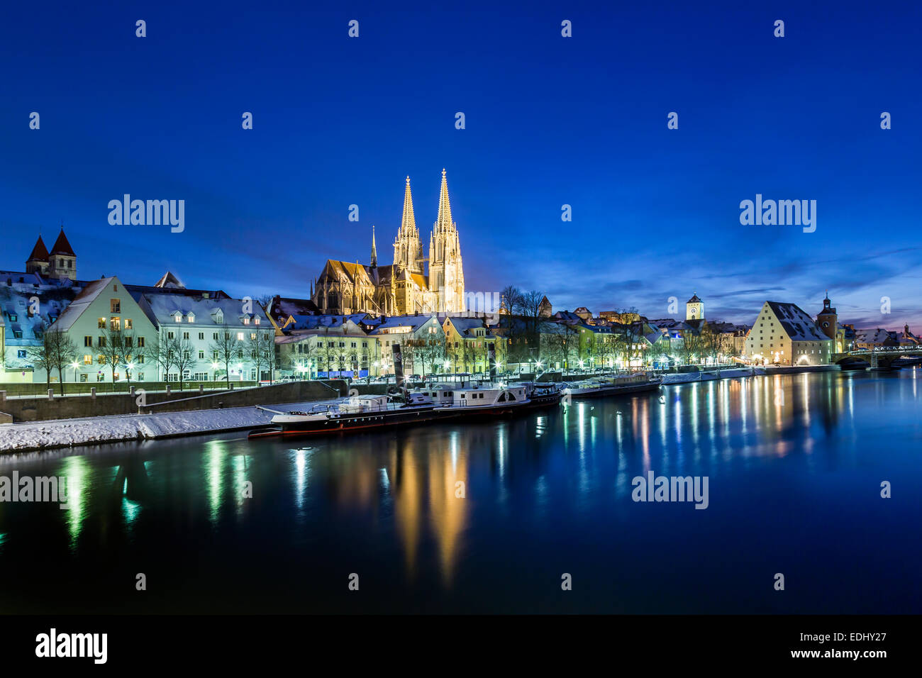 Regensburg Cathedral with the Maritime Museum on the Danube and the ...