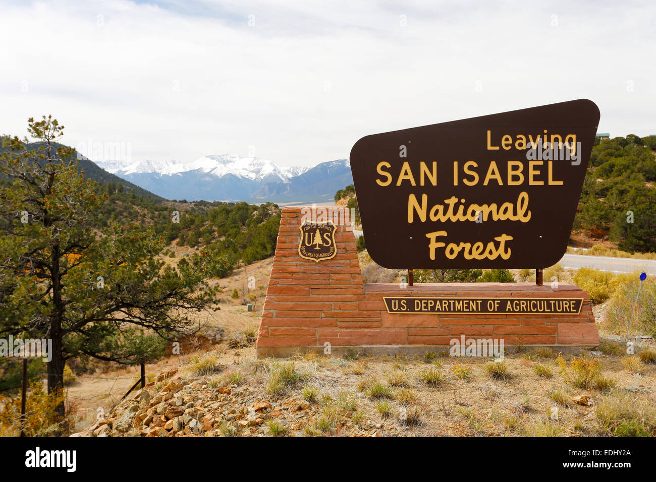Sign "Leaving San Isabel National Forest, U.S. Route 285, near Buena ...