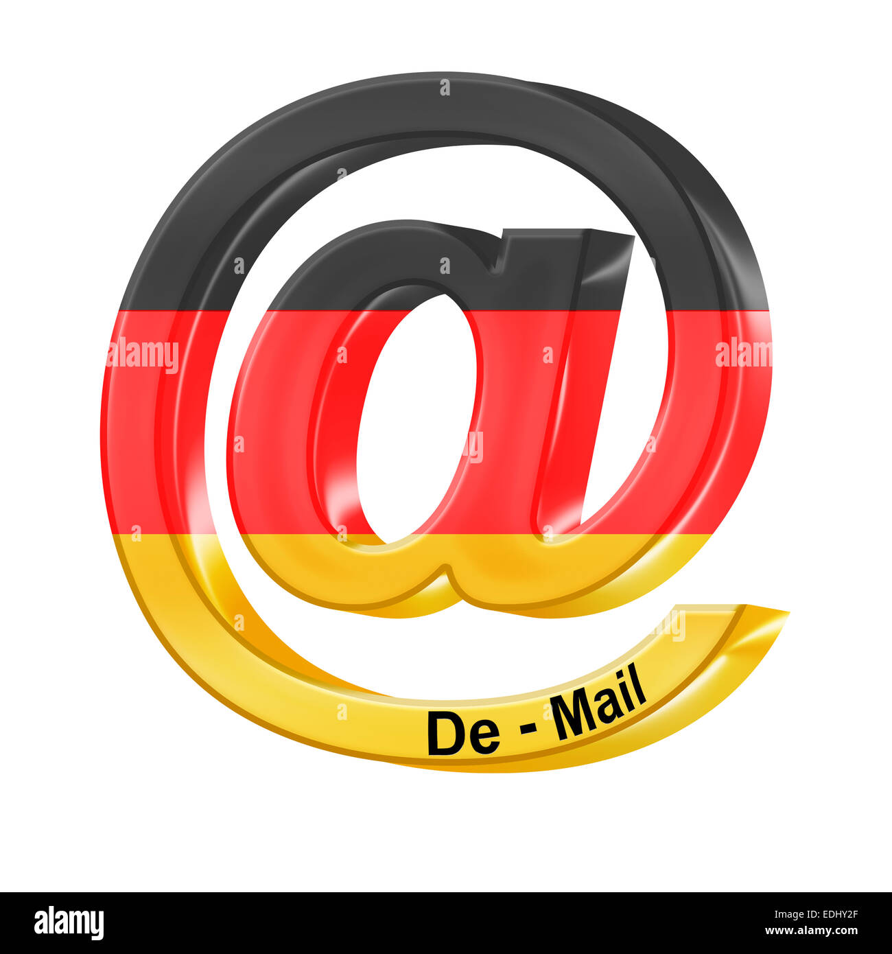 At sign in the German national colours, lettering "De-Mail ...