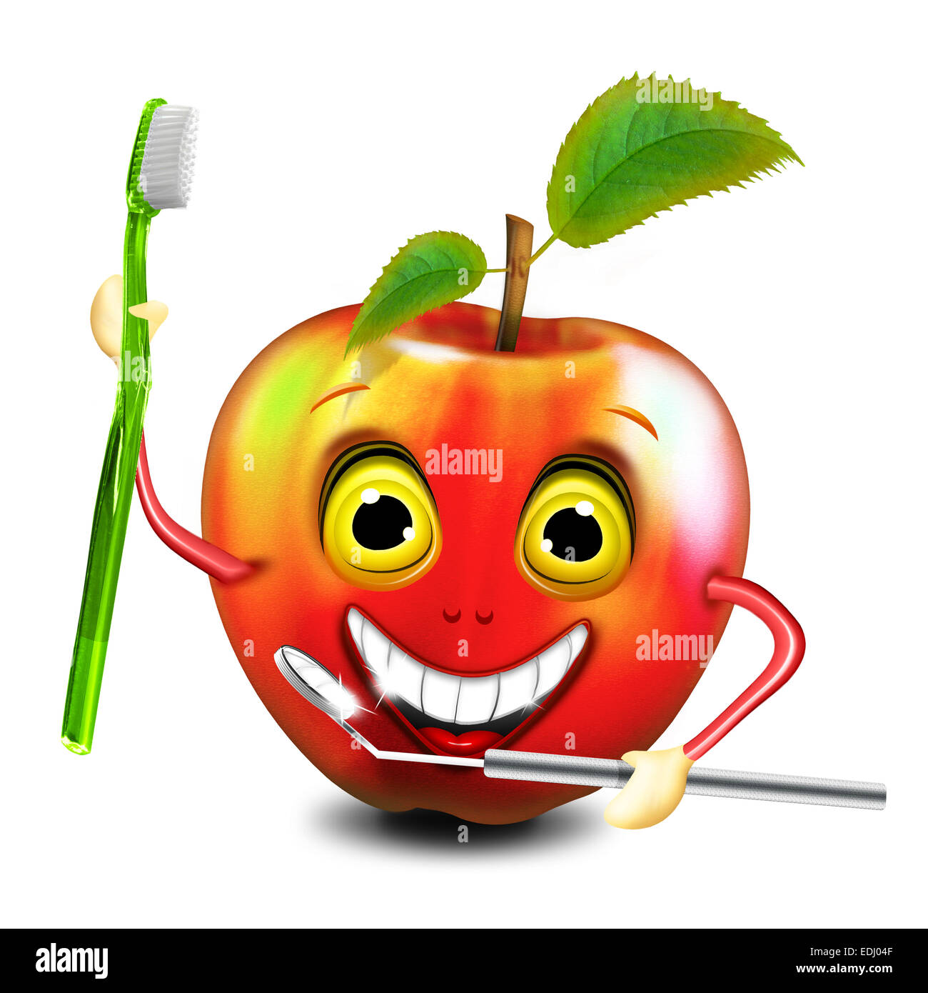Apple with a toothbrush, illustration Stock Photo - Alamy