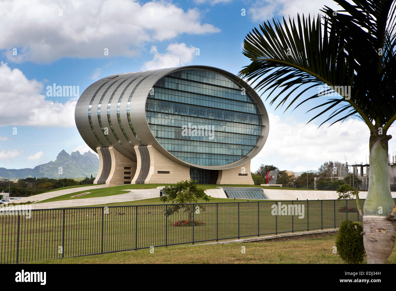 Mauritius, Quatre Bornes, landmark oval Mauritius Commercial Bank ...