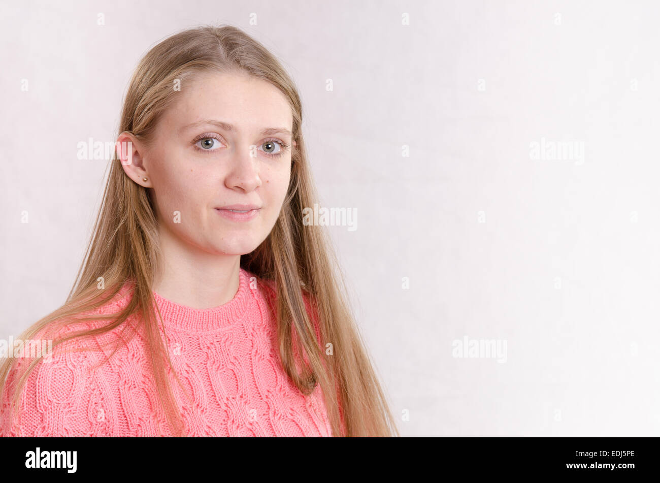 Portrait of a young beautiful girl of the European appearance on a ...