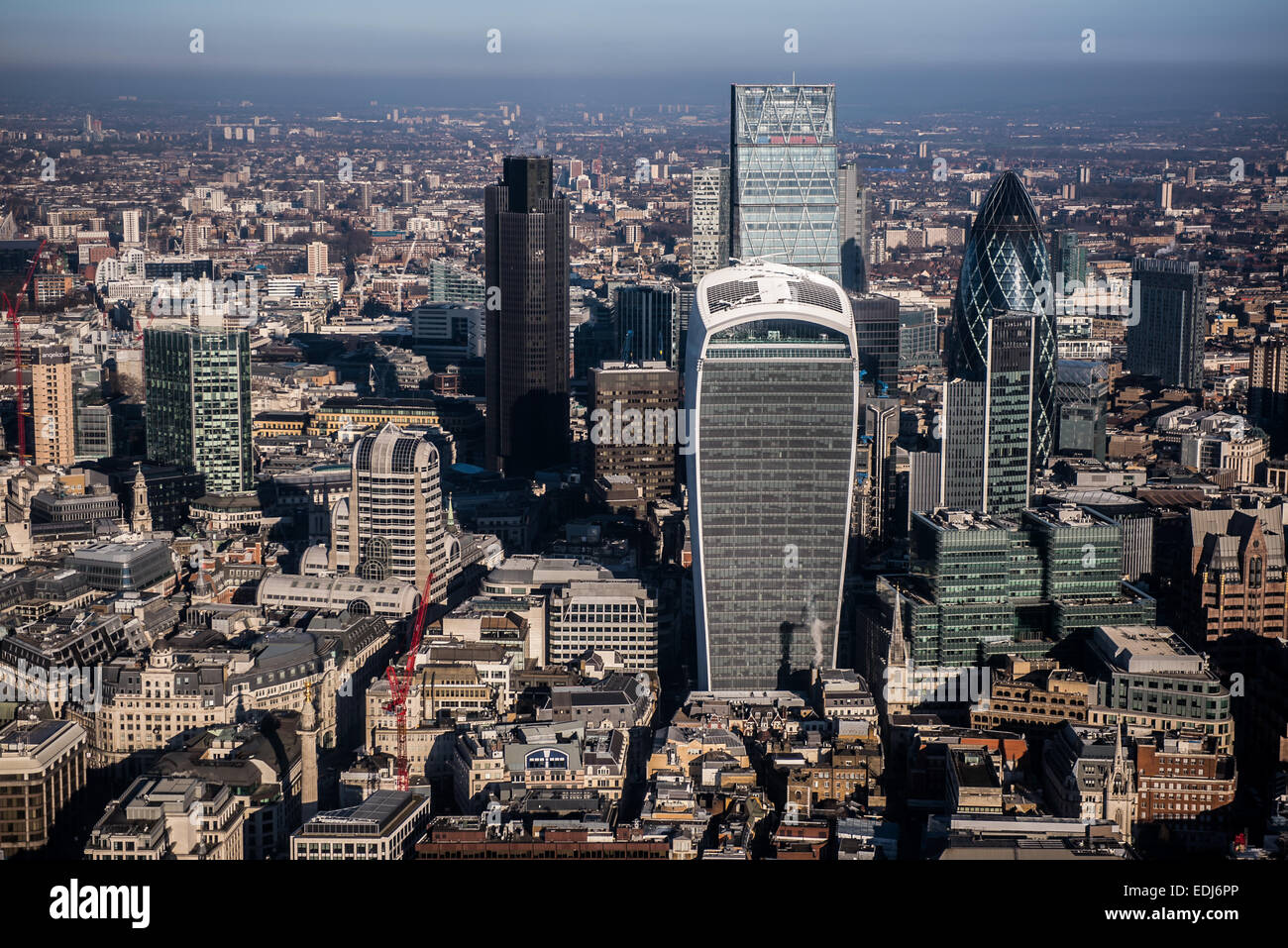 Aerial view of the City of London with Tower 42, 20 Fenchurch Street ...