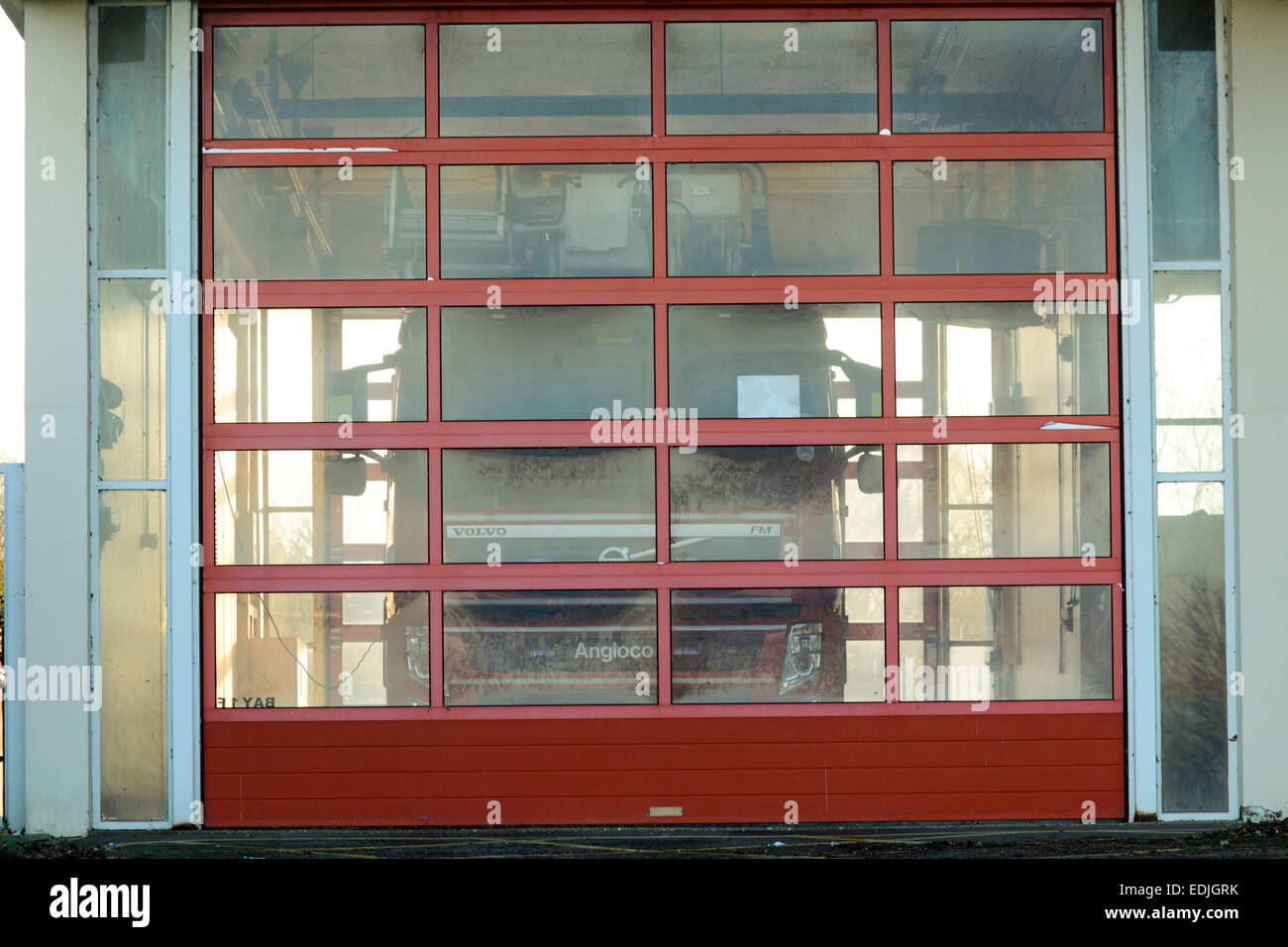 Fire engine inside Bedford and Luton Fire and Rescue Station, Bedford ...