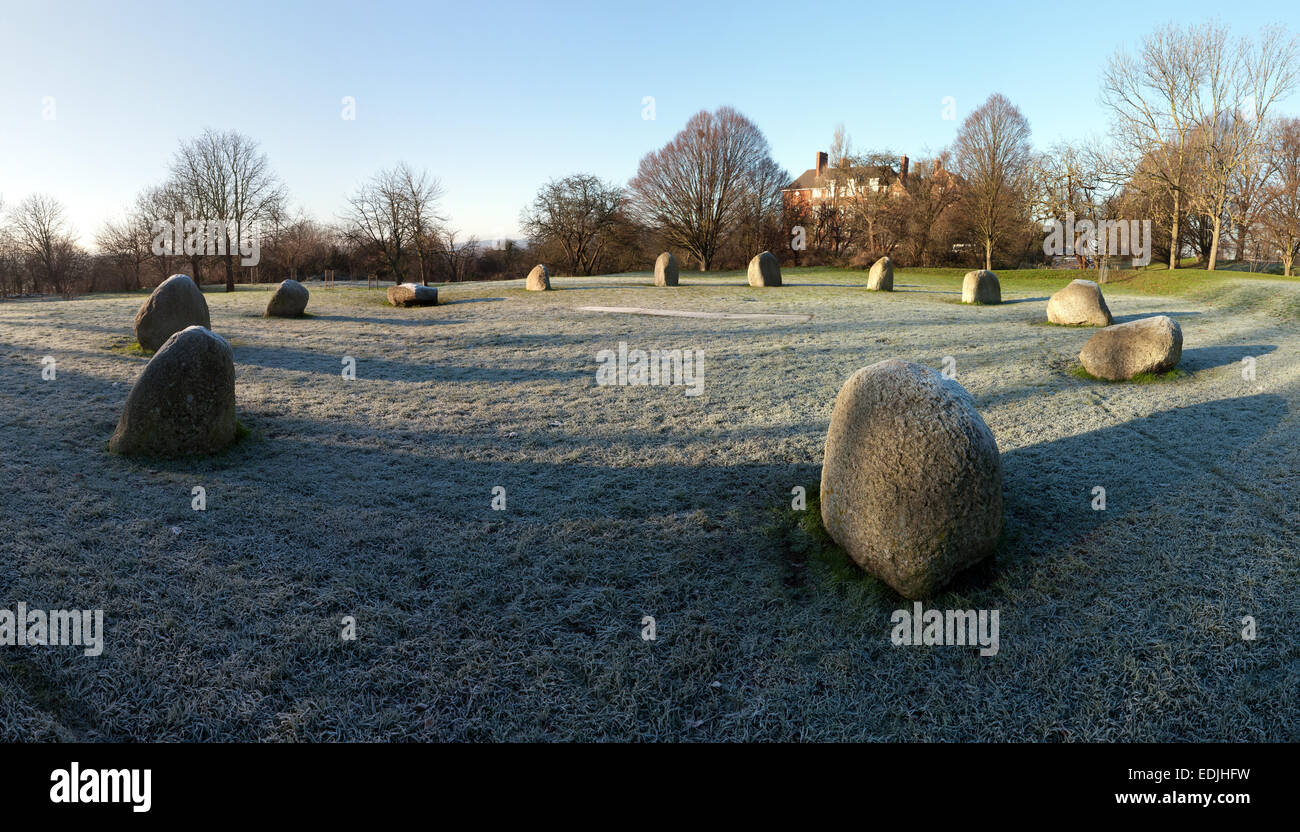 Large panoramic photostiched image of the Millennium Stone Circle in a ...