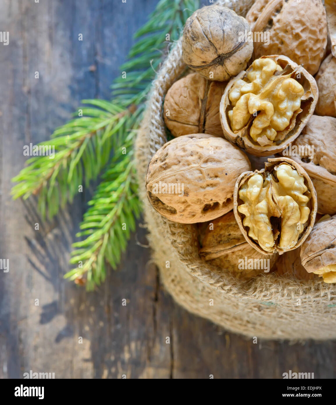 christmas decoration with pine cone and walnut Stock Photo - Alamy