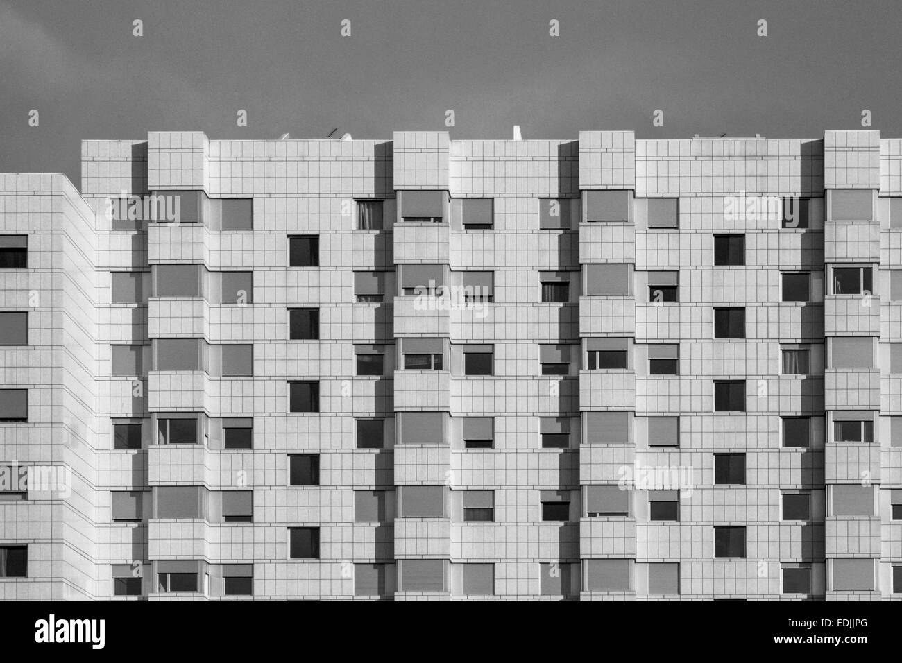 geometric patterned gray exterior of block of flat facade Stock Photo ...