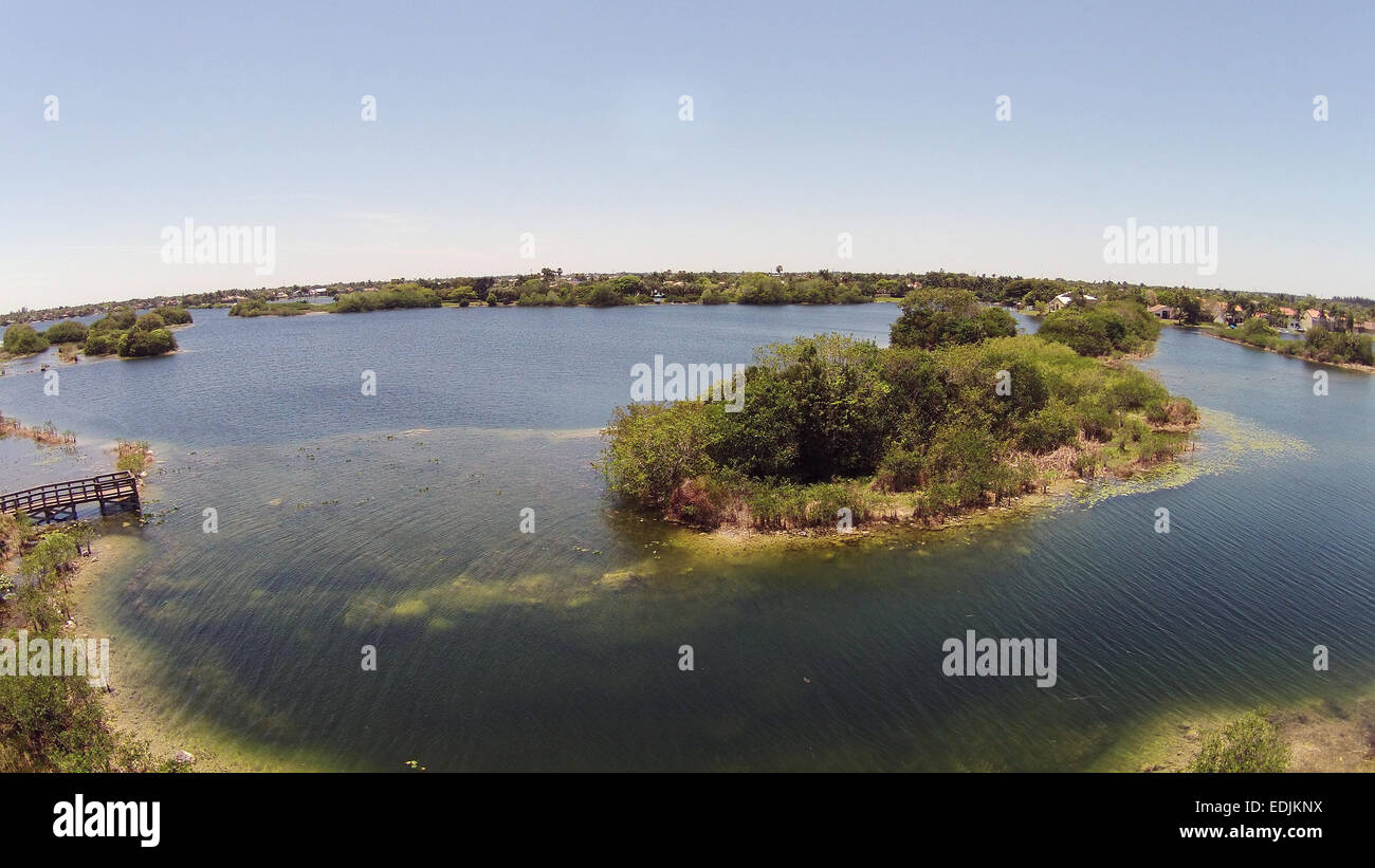 Lake and lakefront park in Florida aerial view Stock Photo - Alamy