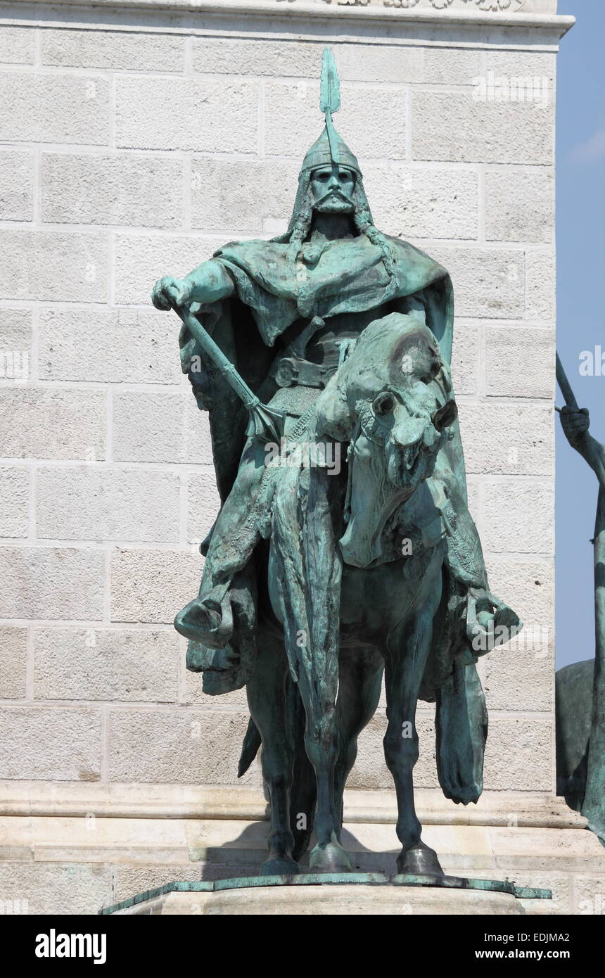 King Arpad on the millenium memorial in Budapest, Hungary Stock Photo ...