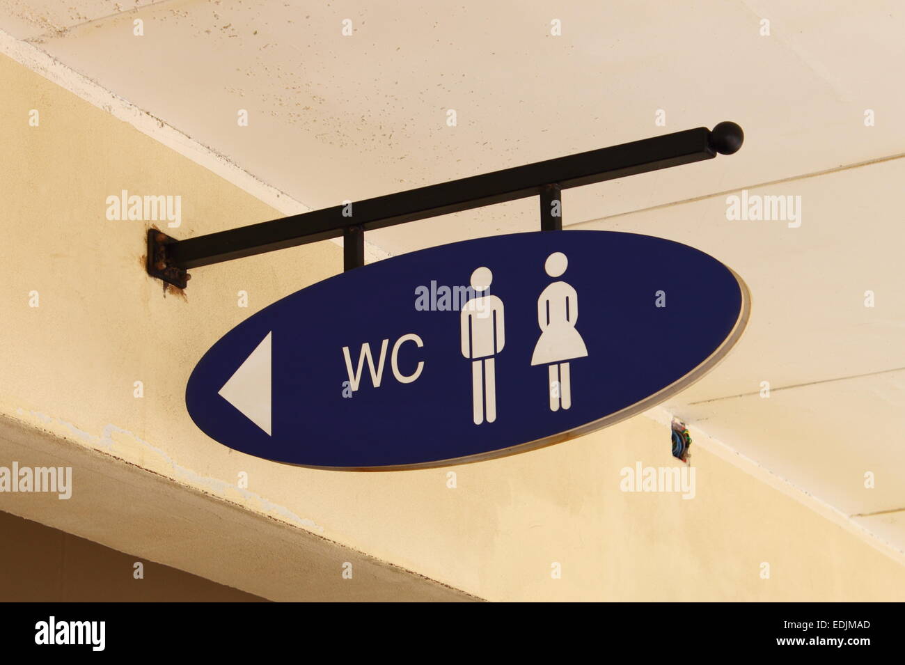 Rounded blue WC sign Stock Photo - Alamy