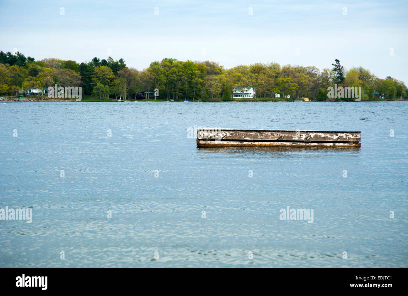 Dock floating on the St. Lawrence River, Thousand Islands region ...