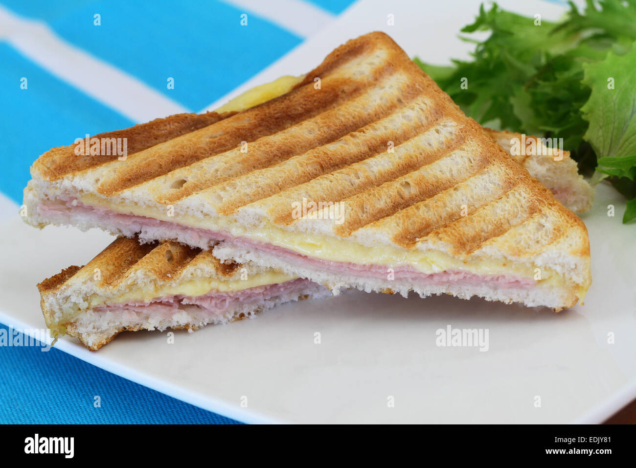 Toast with cheese and ham, closeup Stock Photo - Alamy