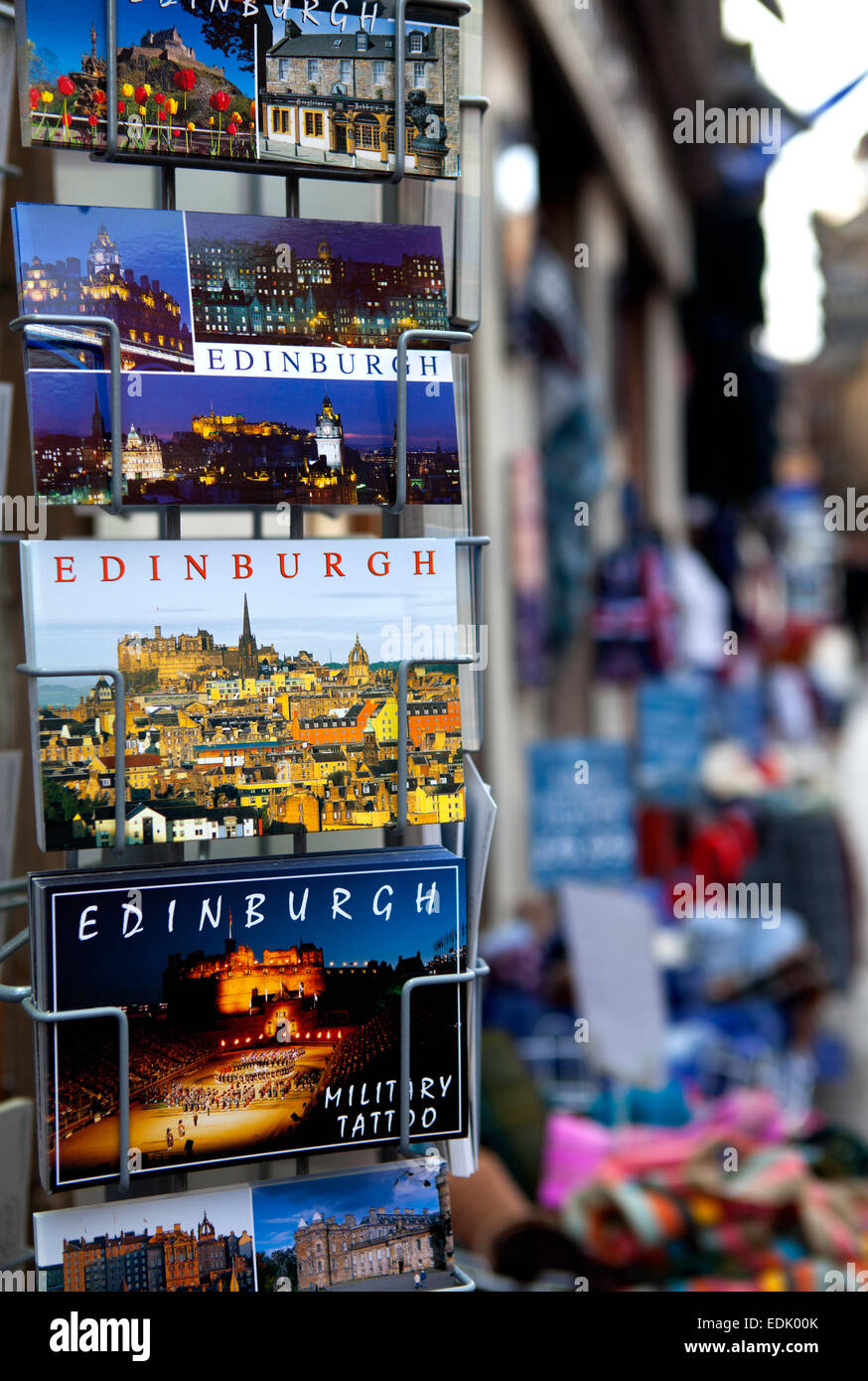 Edinburgh postcards on display,Royal Mile in Edinburgh, Scotland ...