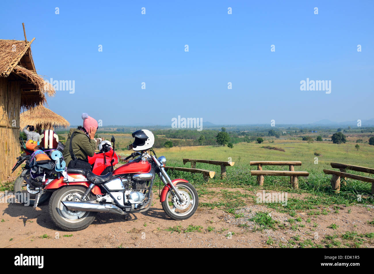 Traveler stop Sport Motorcycle and Chopper Motorcycle for rest at ...