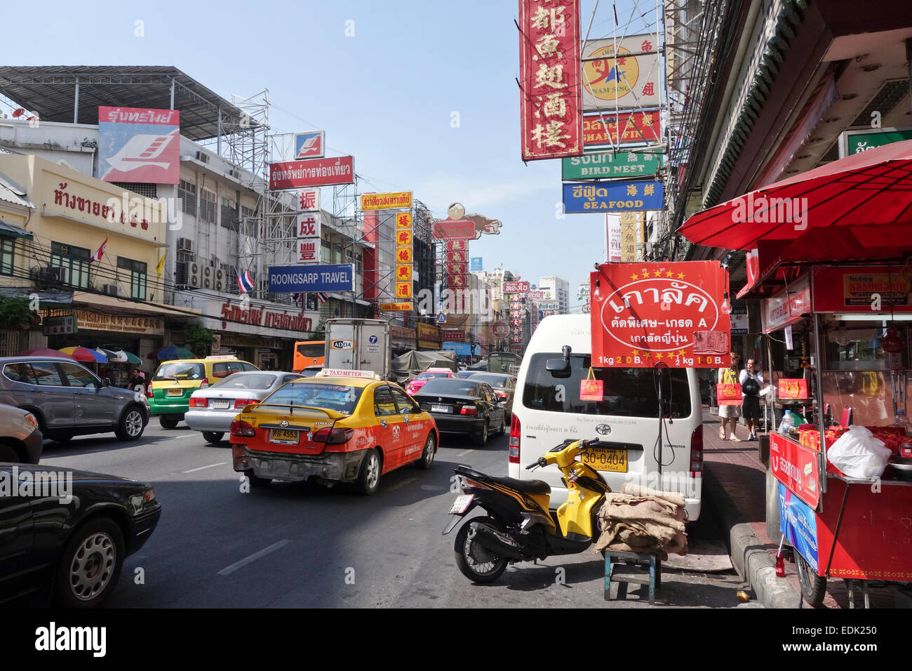 Taxi-meter taxis in Chinatown at Yaowarat Road. Bangkok. Thailand ...