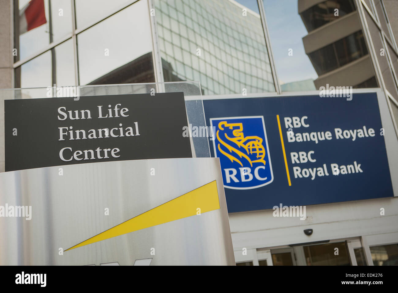 RBC Groupe Financier sign is pictured on the Sun Life Financial Centre ...