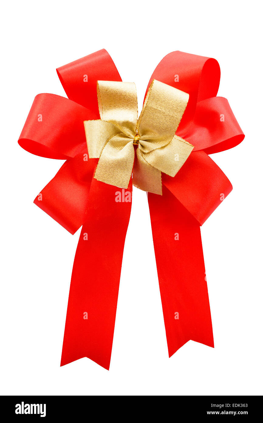 red and gold color bow on white background (isolated Stock Photo - Alamy