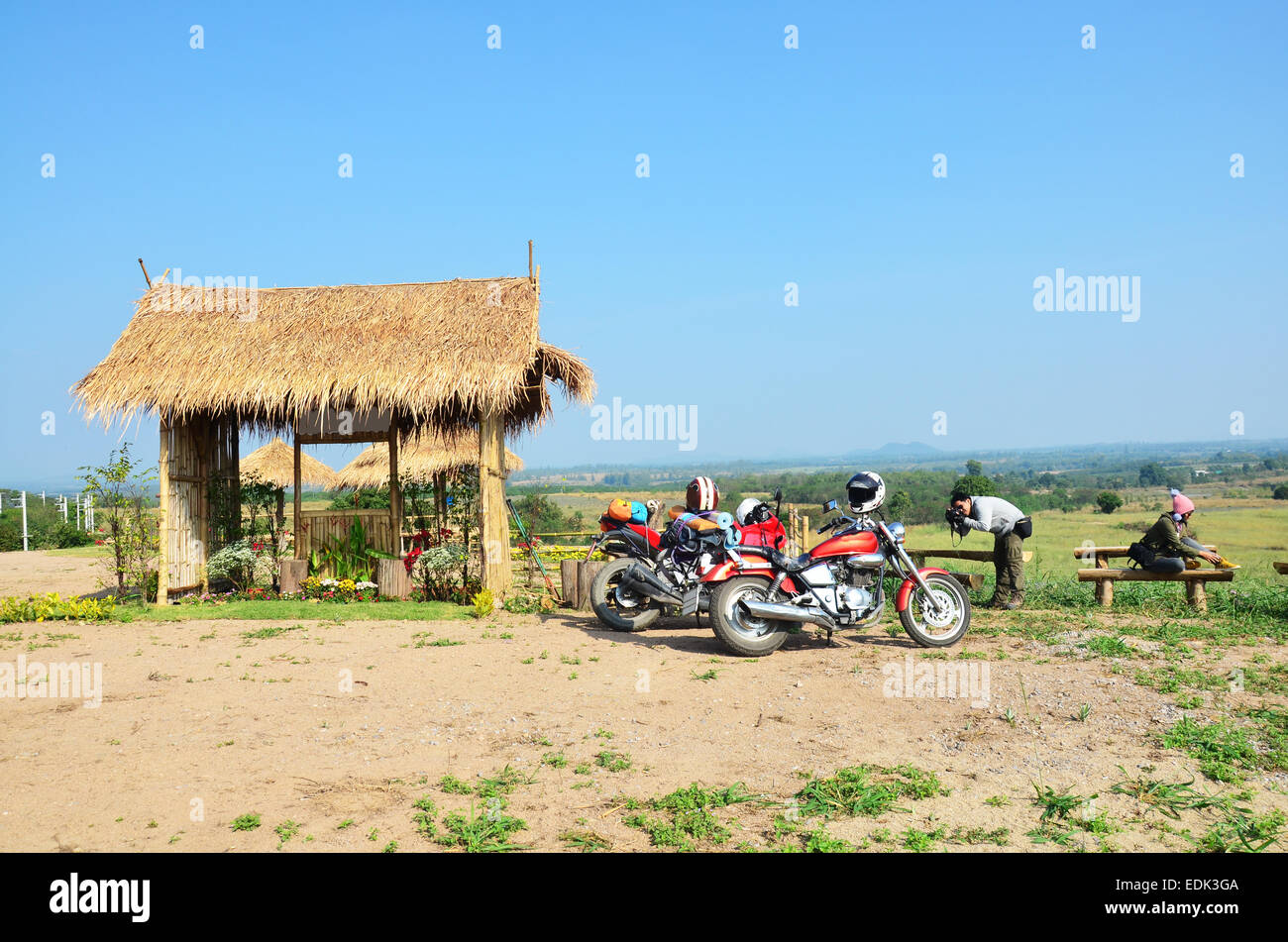 Traveler stop Sport Motorcycle and Chopper Motorcycle for rest at ...