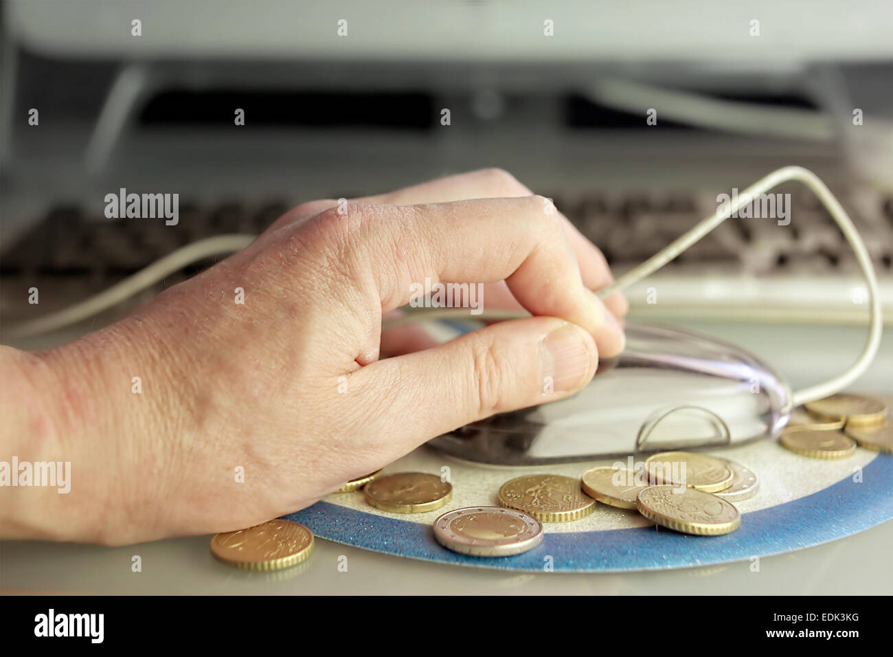 Hand with Computer Mouse Stock Photo - Alamy