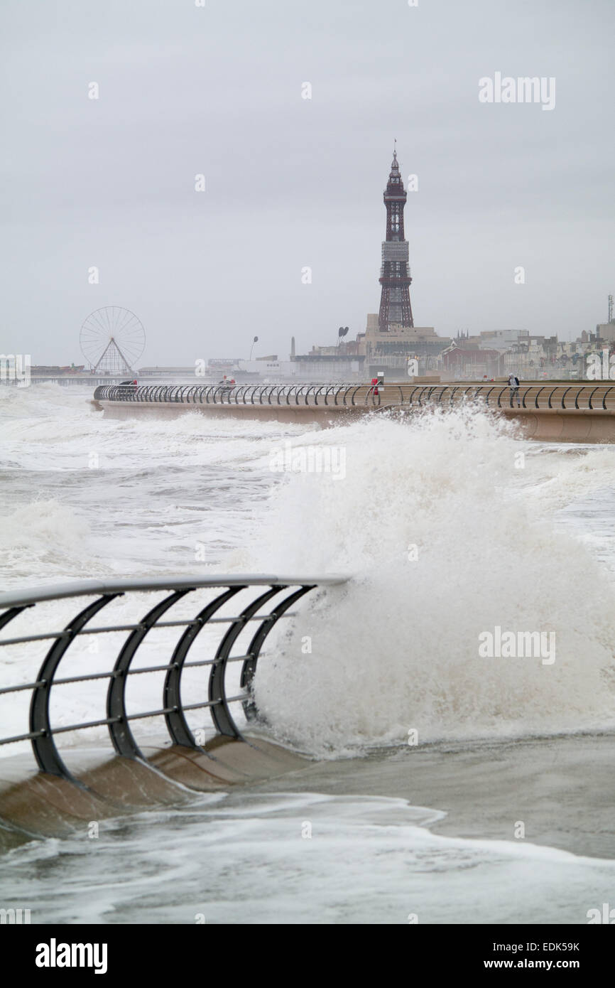 Blackpool, UK. 7th January, 2015. UK Weather: A windy day and rough ...