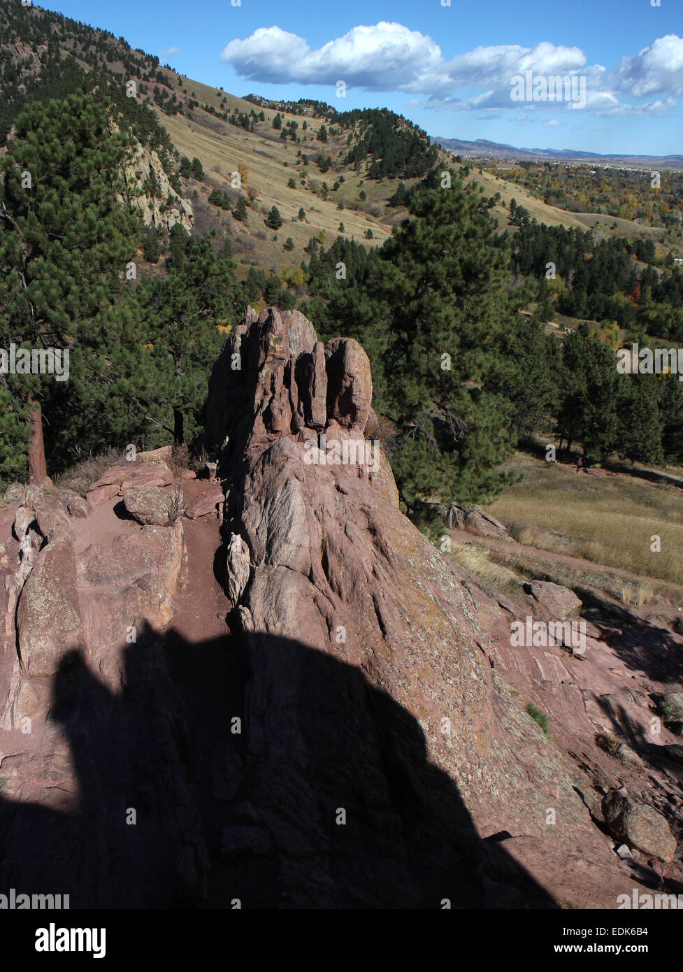 hikers on rock Boulder Colorado Stock Photo - Alamy