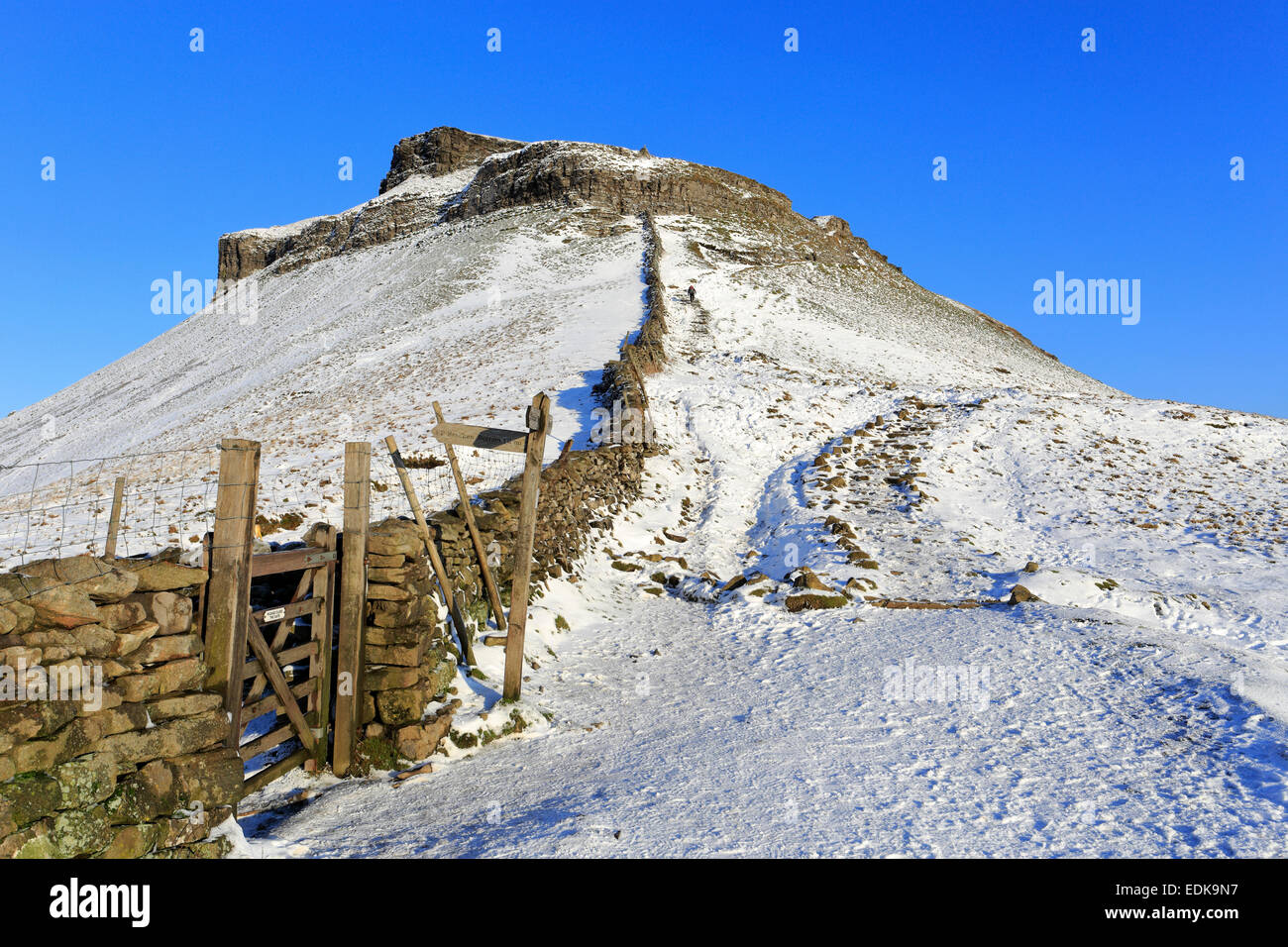 Snowy Pen-y-ghent on the Pennine Way, Yorkshire Dales National Park ...