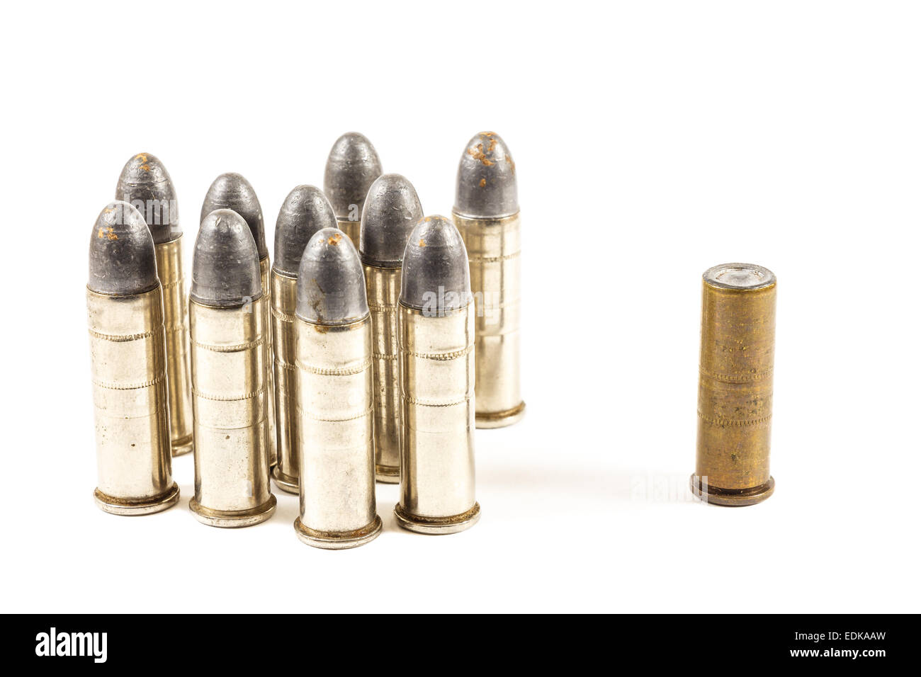 Think different (group of bullets and single bullet on white background ...