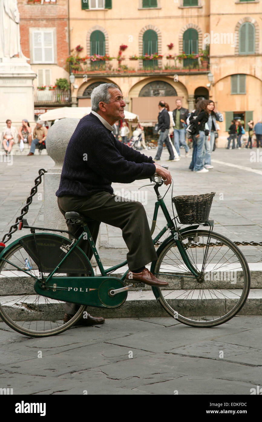 Old Italian man on bicycle Stock Photo - Alamy