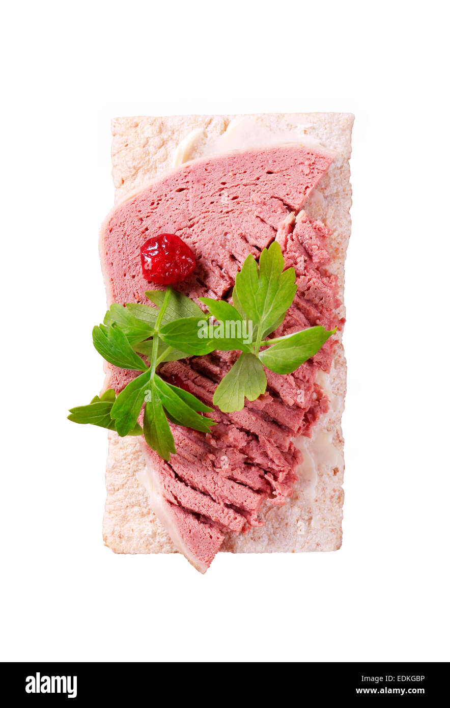 Slice of crispbread and liver pate Stock Photo - Alamy