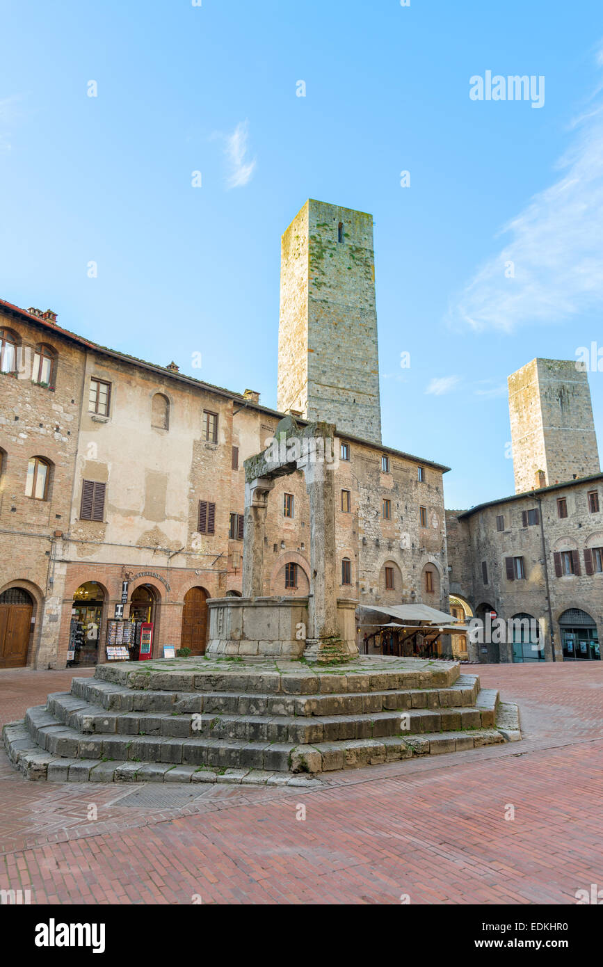 San Gimignano, Italy- DECEMBER 7: view medieval historic cisterna ...
