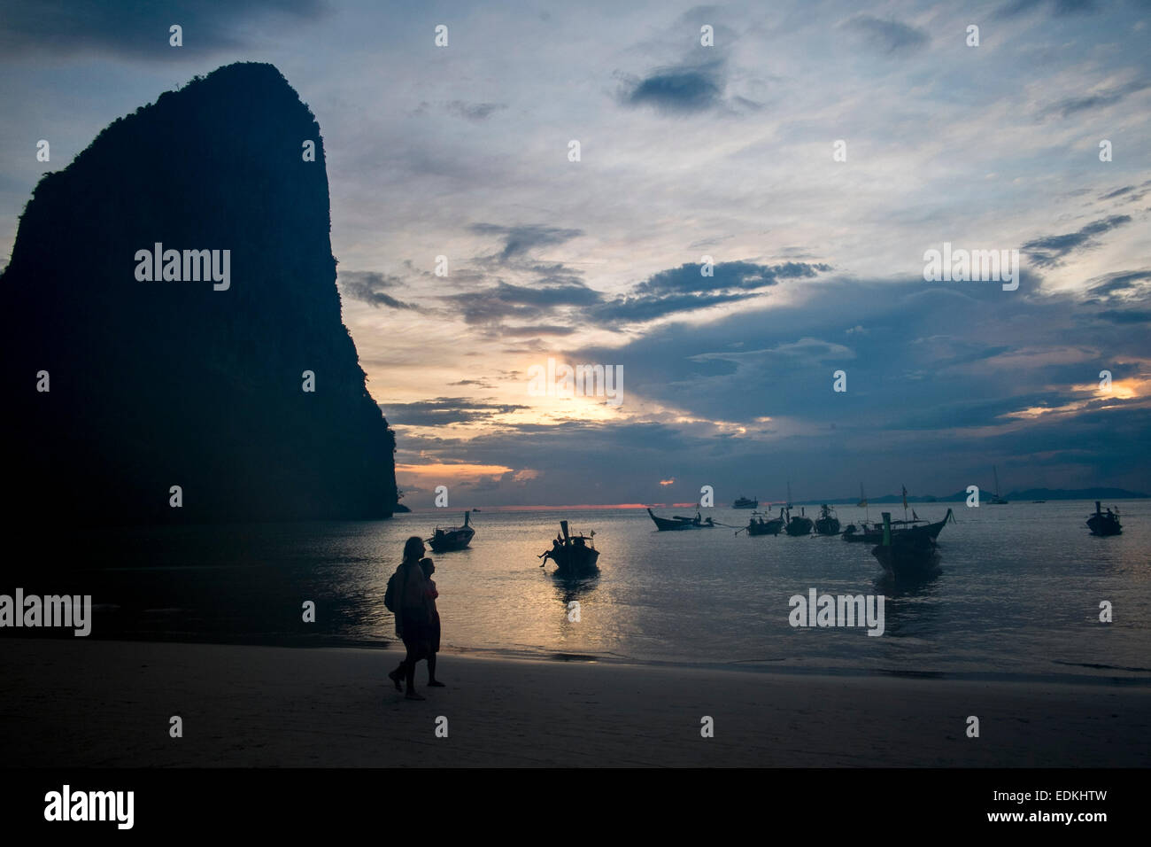 Sunset at East Beach Railay , Krabi , Thailand Stock Photo - Alamy