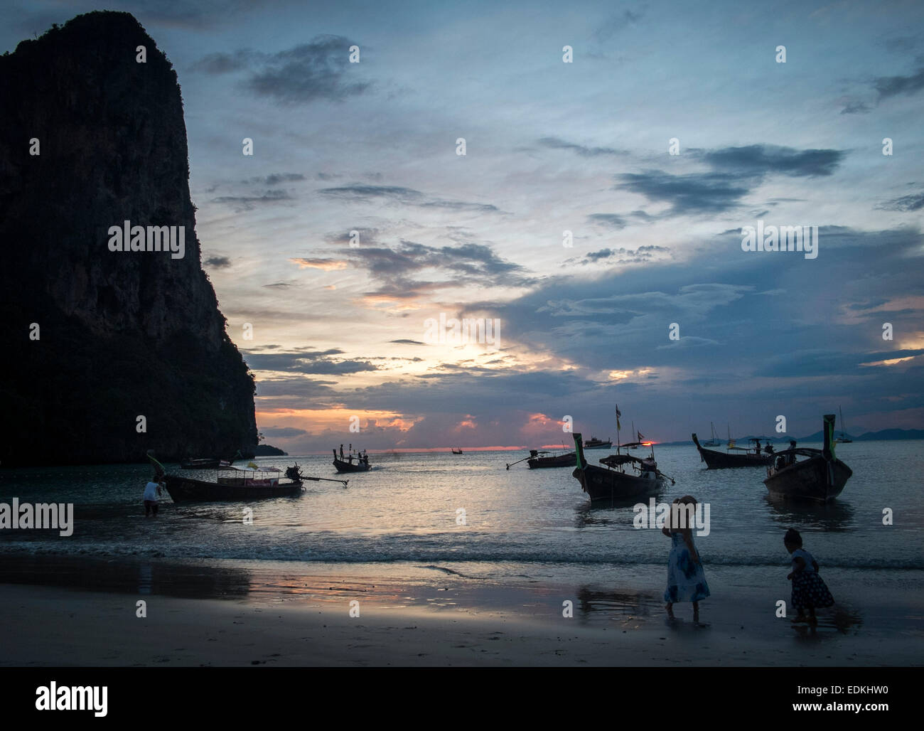 Sunset at East Beach Railay , Krabi , Thailand Stock Photo - Alamy